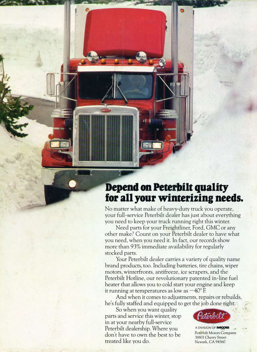 Photo: Peterbilt Ad Back Cover for Jan, | 01 Overdrive Magazine January ...