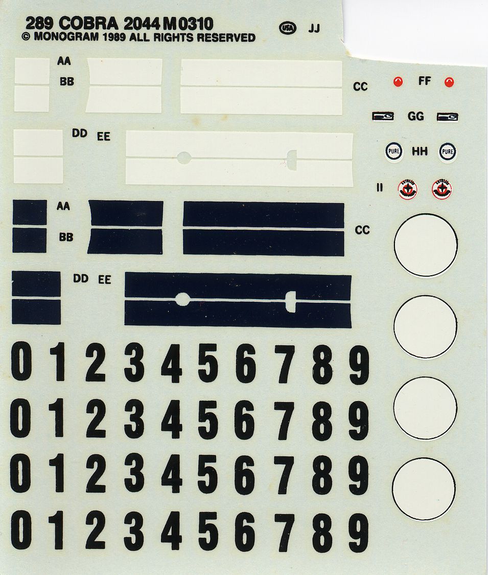 Photo: Cobra Decal | MONOGRAM 289 Cobra 1:43 scale #2044 album ...
