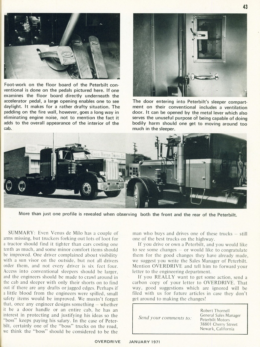 Photo: January 1971 Peterbilt Conventional 1971 test 6 | 01 Overdrive ...