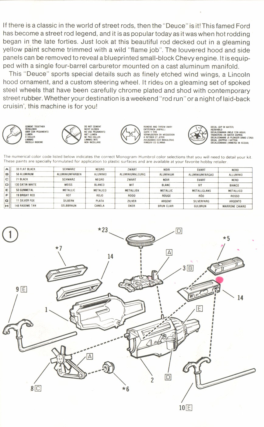 Photo: 32 FORD ROADSTER STREET ROD MONOGRAM Instruction sheet front 2 ...