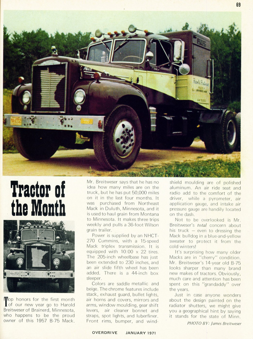 Photo: January 1971 Tractor of the Month | 01 Overdrive Magazine ...