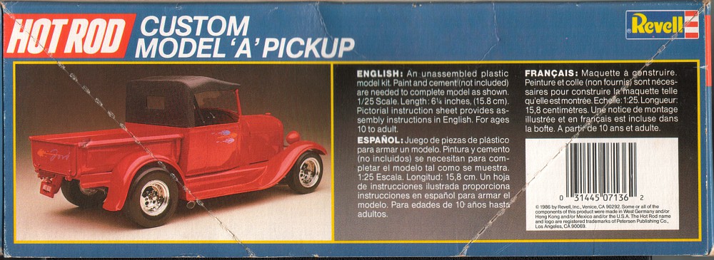 Photo: HOTROD CUSTOM MODELA PICKUP Revell Box Top side | REVELL Custom ...