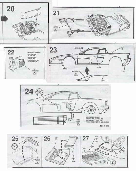 Monogram #2435-2910 Ferrari Testarossa 512TR Instruction Sheets album ...