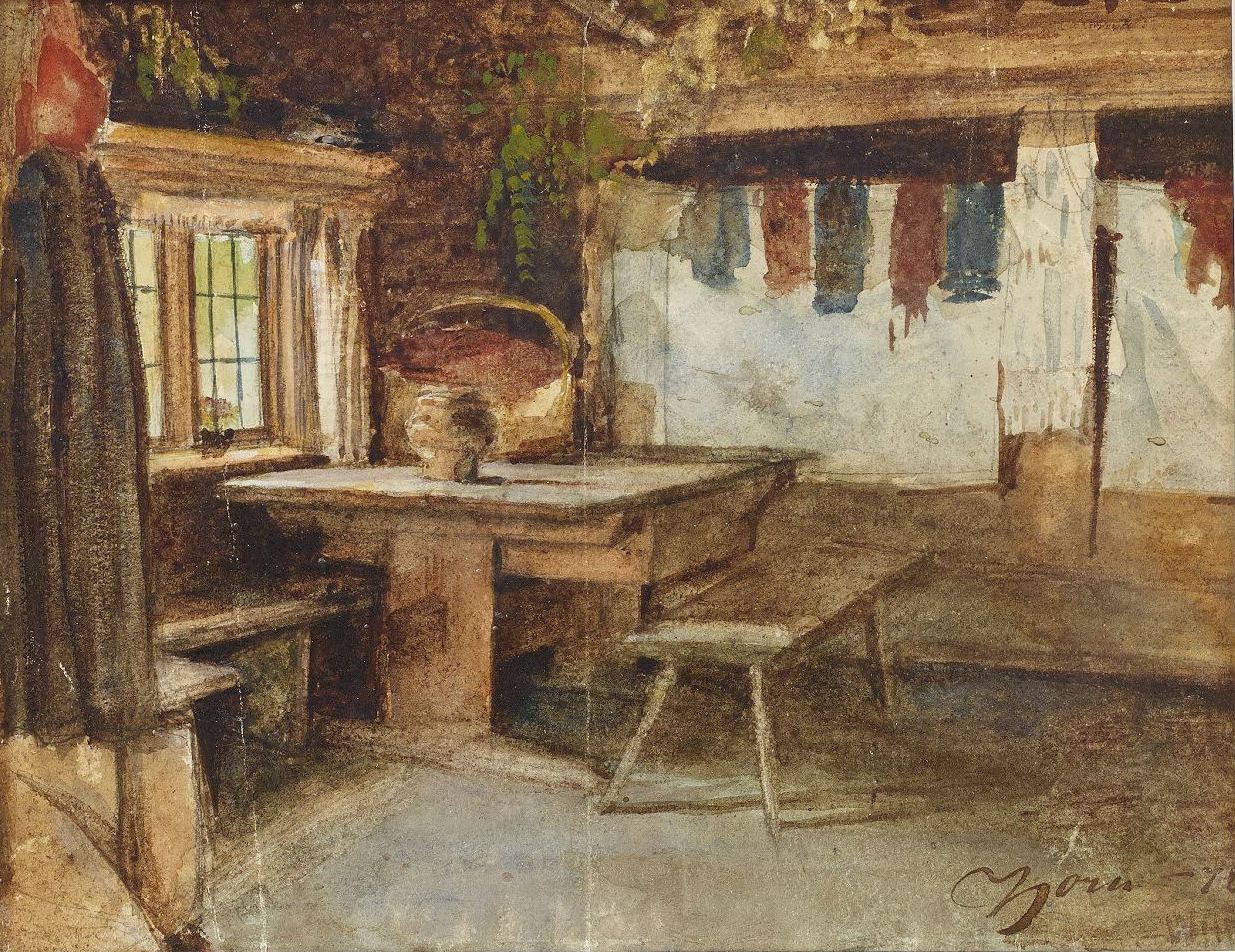 Photo: Interior of a Mora Cottage (1878) | Anders Zorn 1870's-1880's ...