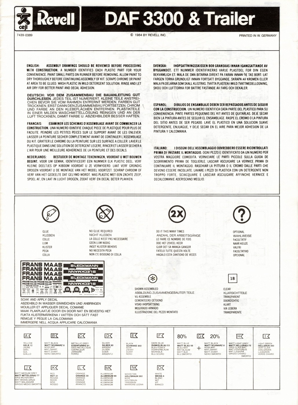 Photo: 7439 instructions 1 | 07439 DAF 3300 and trailer Revell 1-24 ...