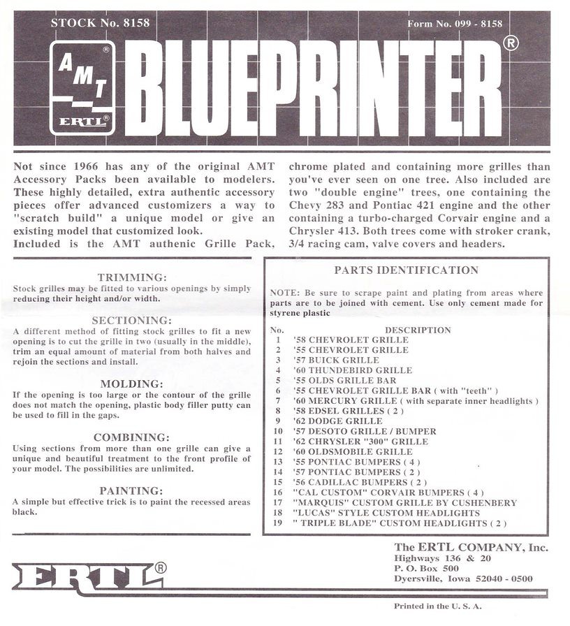 Photo: BLUEPRINTER Engines 1 | AMT Blueprinter Engines Chrysler Pontiac ...