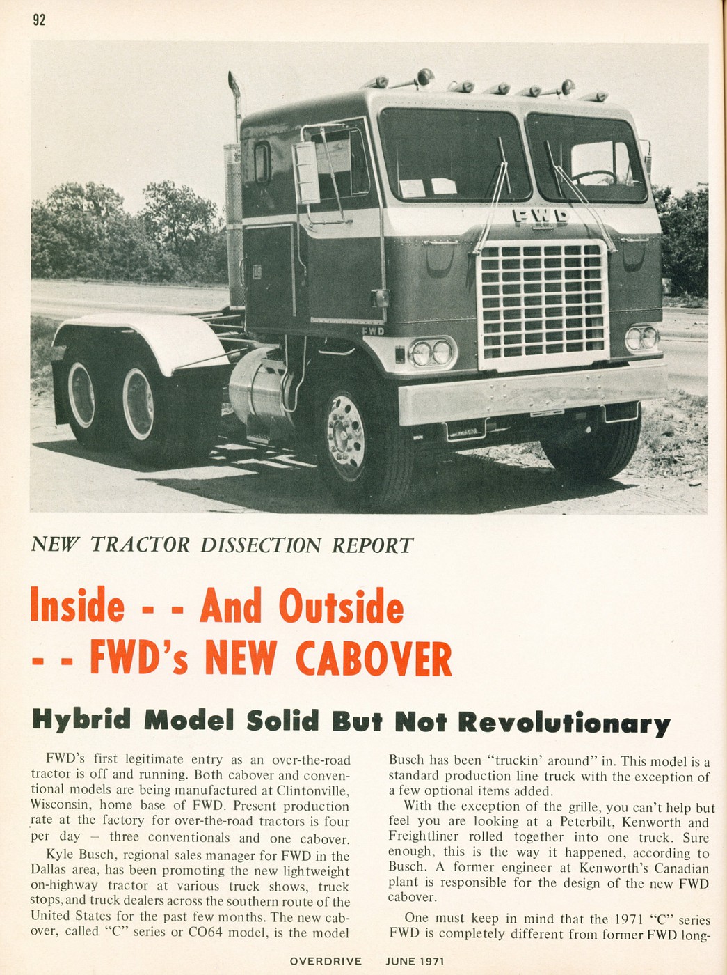 Photo: June 1971 FWD cabover 1 | 06 Overdrive Magazine June 1971 album ...