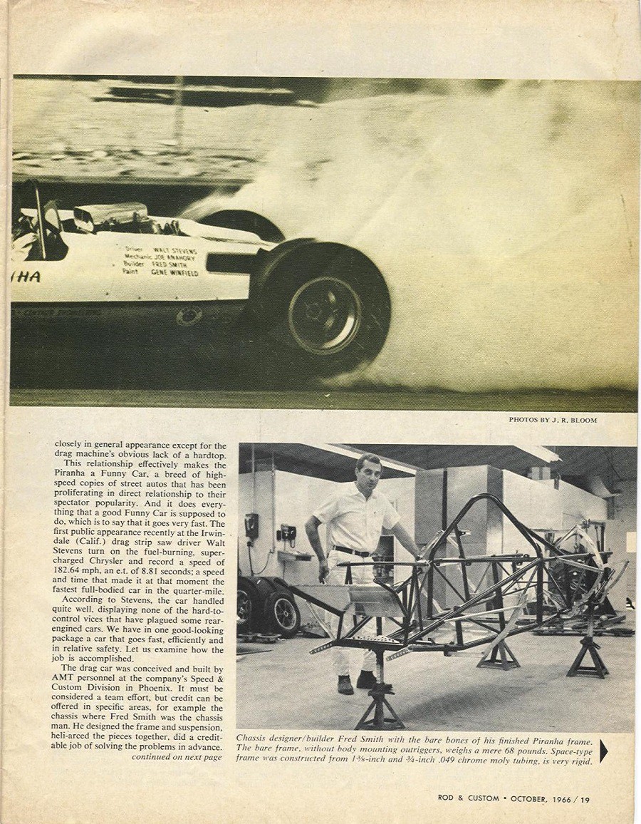 Photo: Piranha AMT, Rod & Custom, October 1966 (2) | AMT PIRANHA DRAG ...