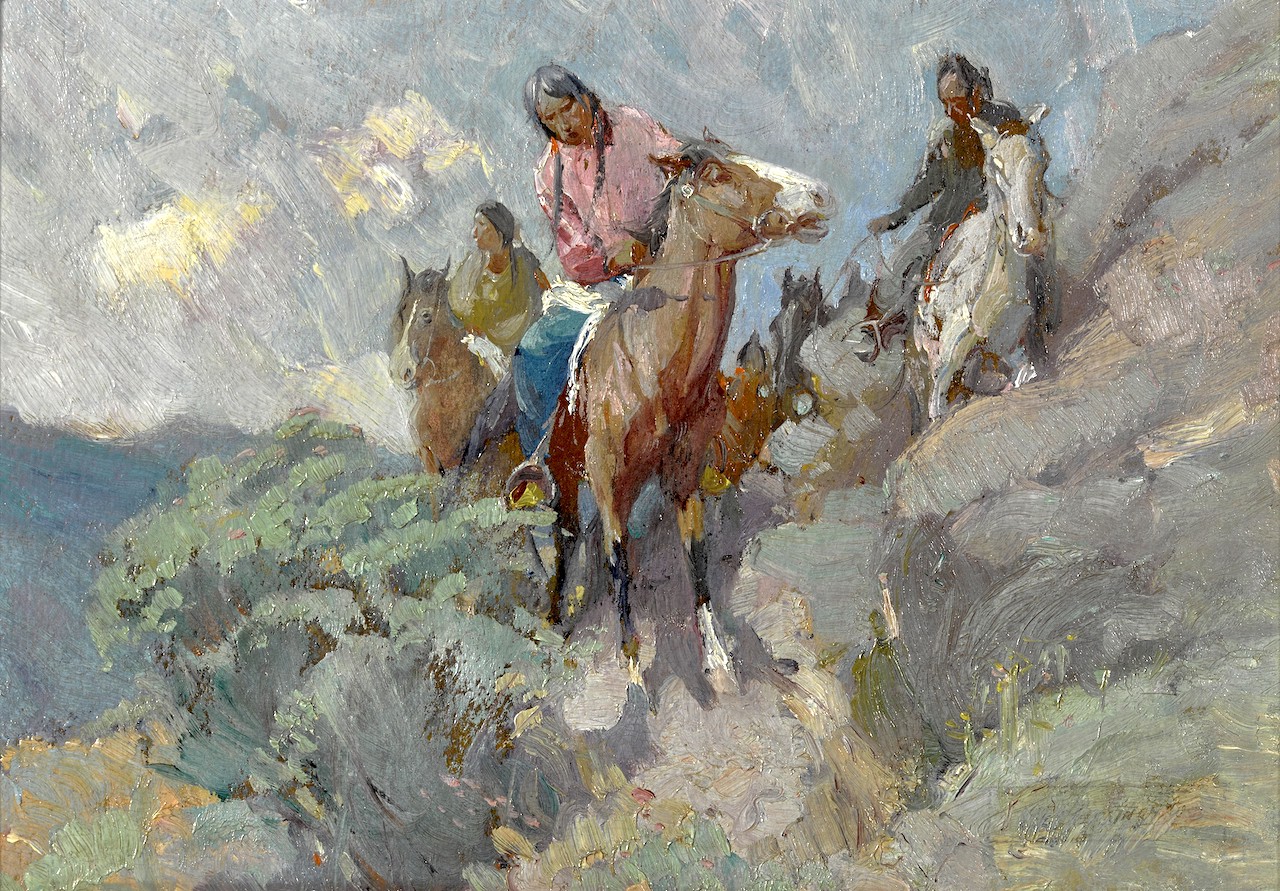 Photo: Indian Riders on a Hillside (undated) | Oscar E. Berninghaus ...