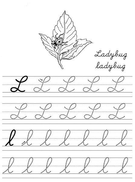 letter l cursive worksheet