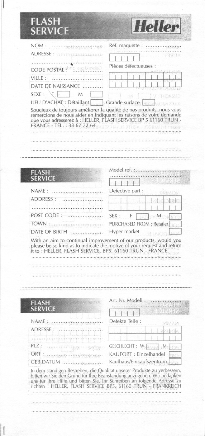 Photo: Citroen C4 POMPIER Service chit side 1 | HELLER Citroen C4 ...