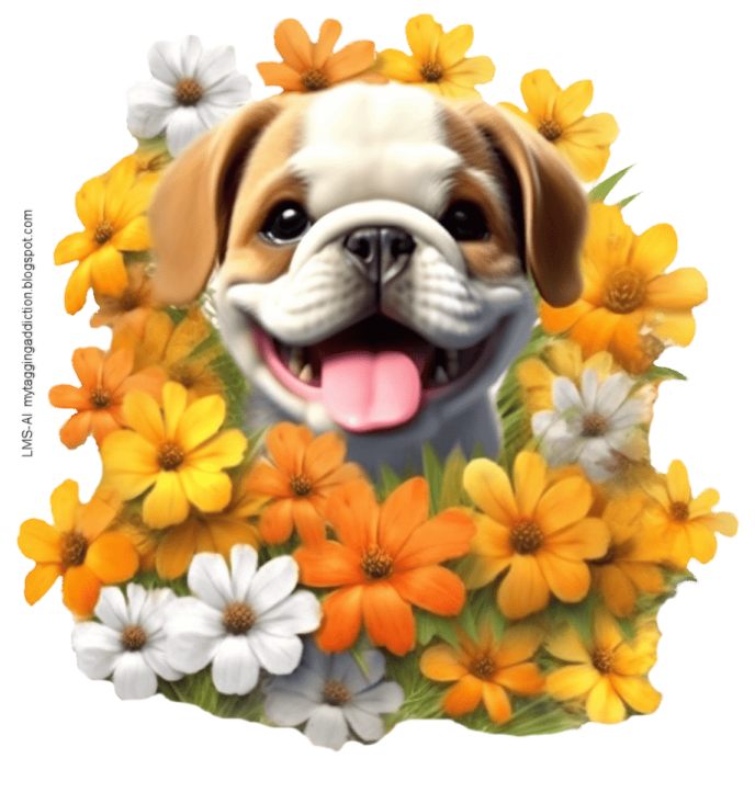Photo: bulldog puppy spring flowers LMS | dogs album | LindasTags ...